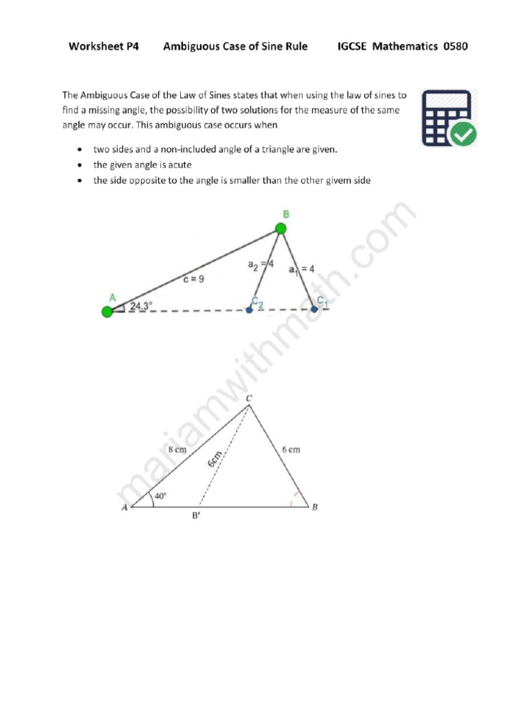 38 (D) Ambiguous Case of Sine Rule P4 | PDF