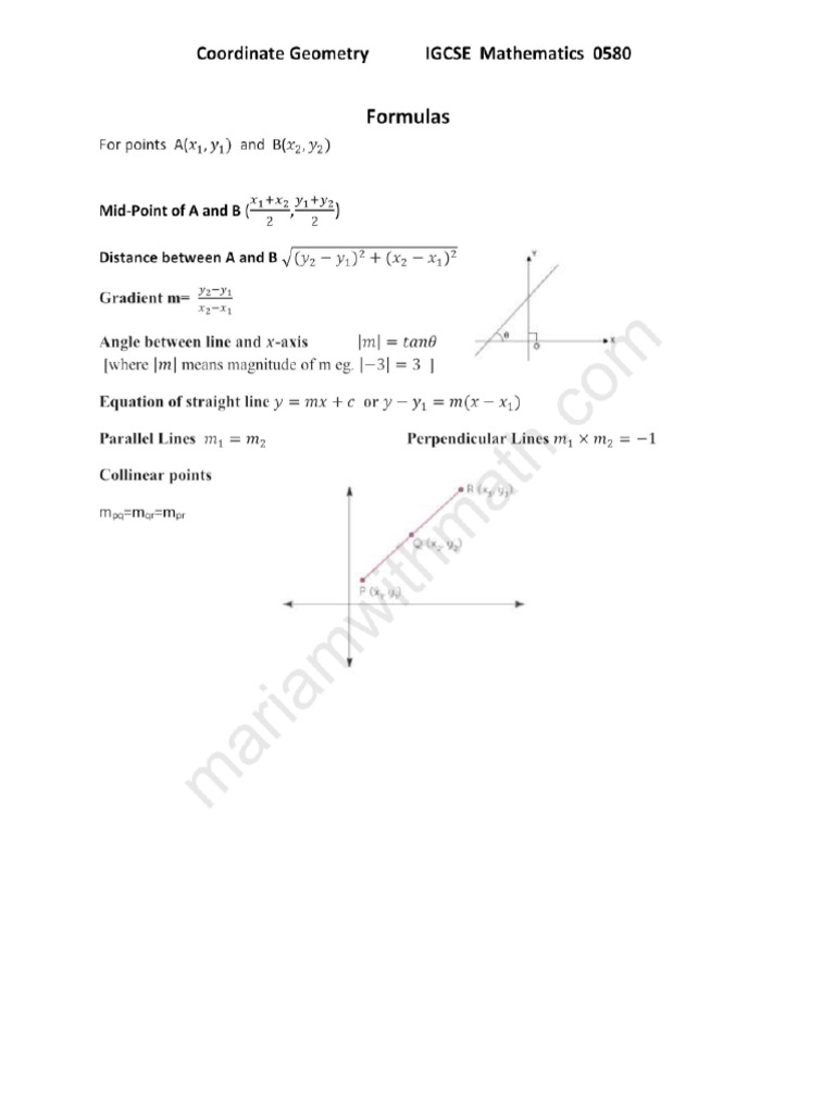 37 (A) Coordinate Geometry Formulas | PDF