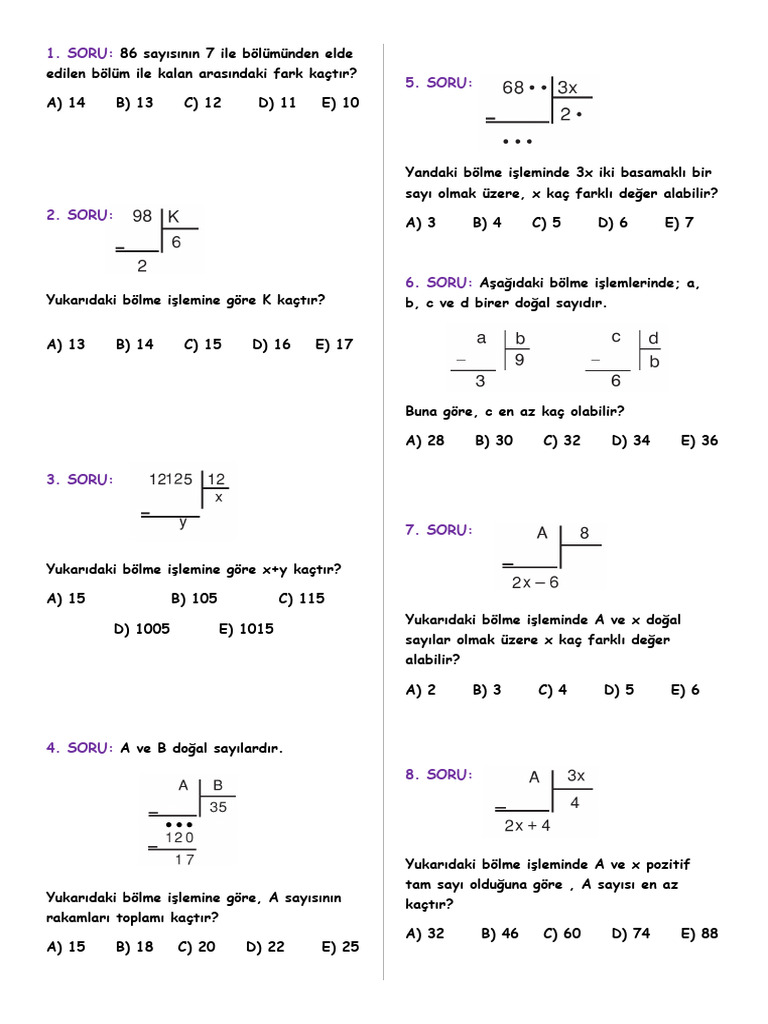 Bölme Bölünebilme Kamp Test | PDF