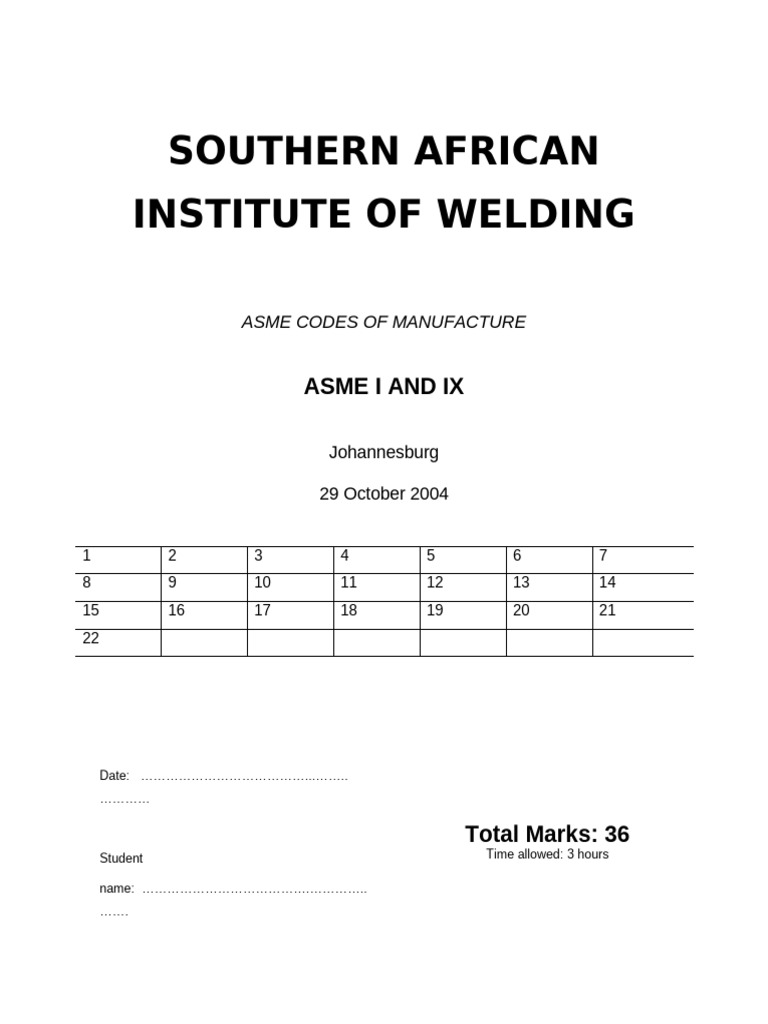 ASME I & IX Welding Exam Questions | PDF | Boiler | Welding