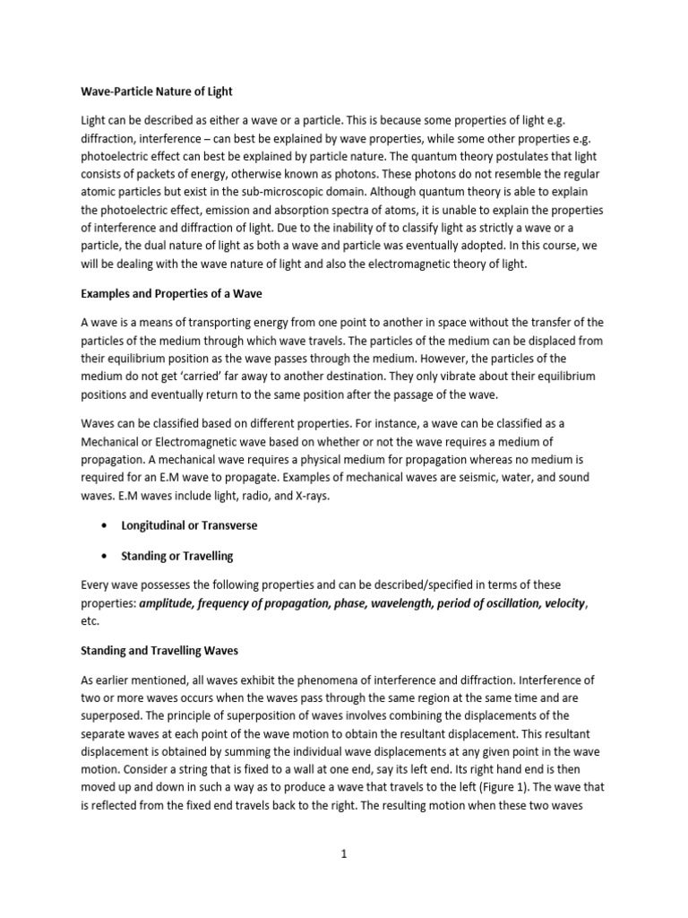 Phs 227 Full Note (2nd Lecturer) | PDF | Waves | Diffraction