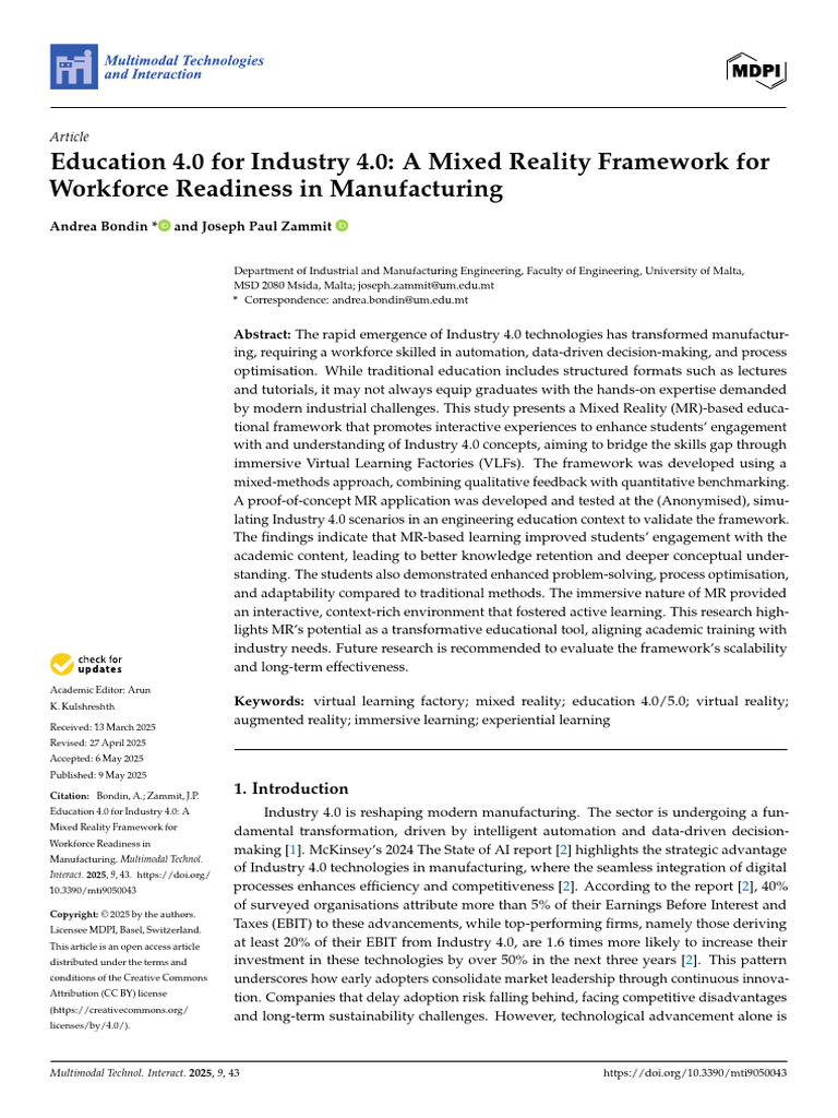 Mti 09 00043 v2 | PDF | Learning | Mixed Reality