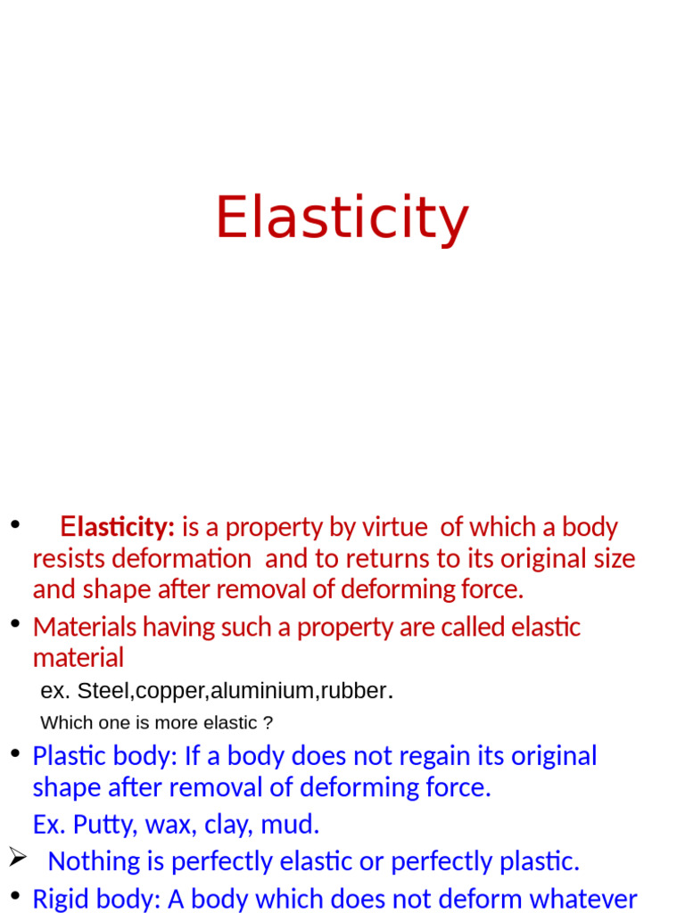 Understanding Elasticity in Materials | PDF | Elasticity (Physics ...