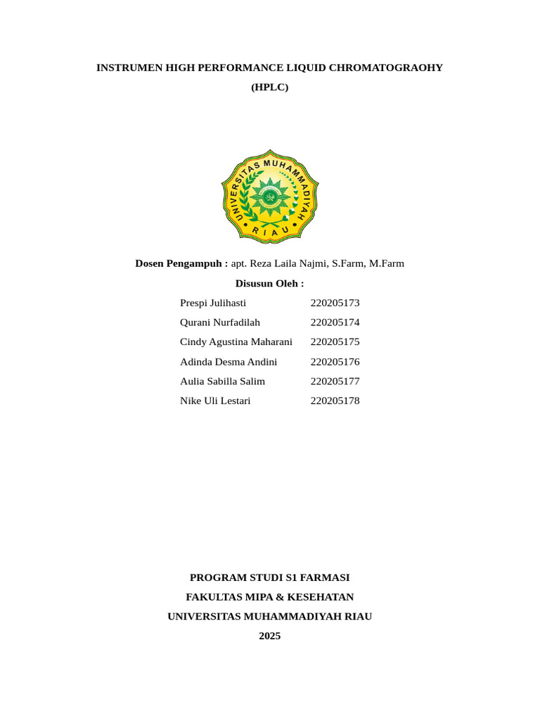 Instrumen HPLC dalam Analisis Farmasi | PDF