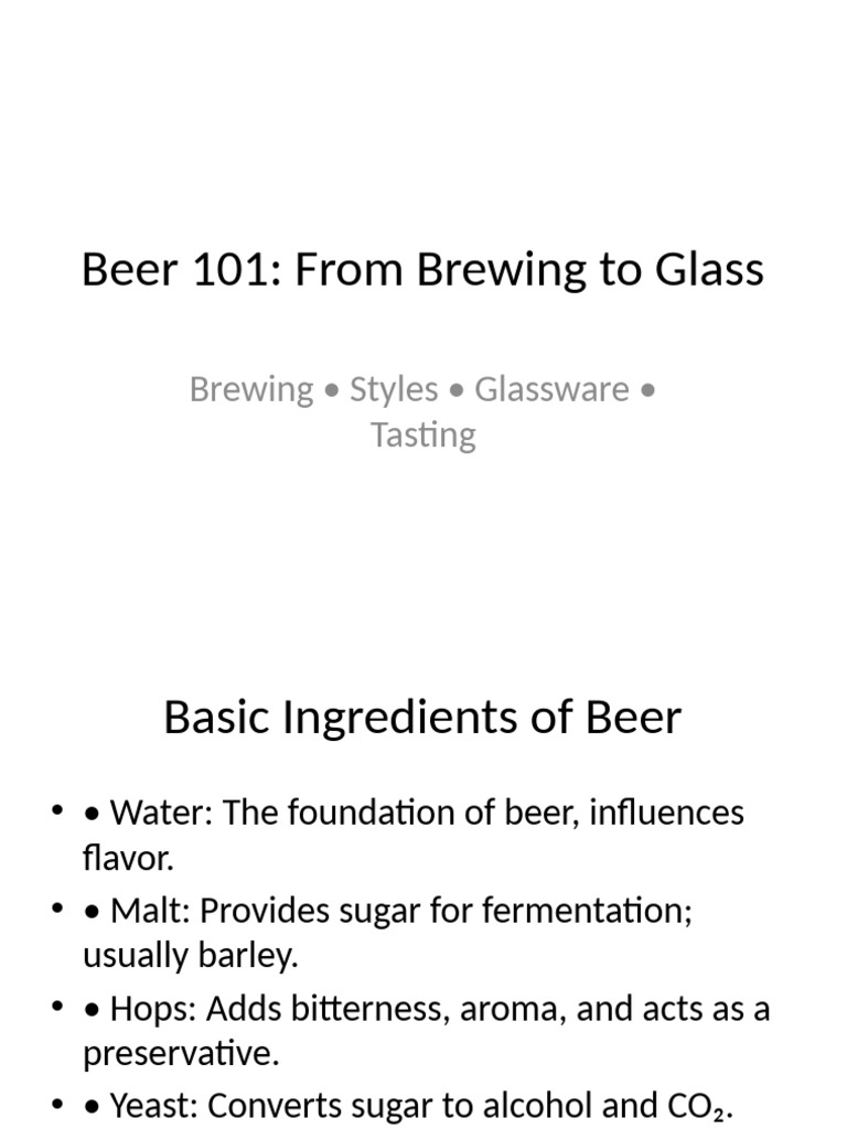 Beer 101: Brewing Basics & Styles | PDF | Beer | Brewing