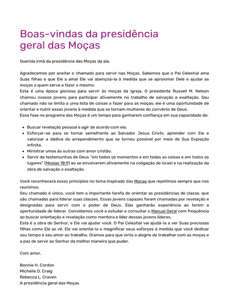 Carta de Boas Vindas | PDF