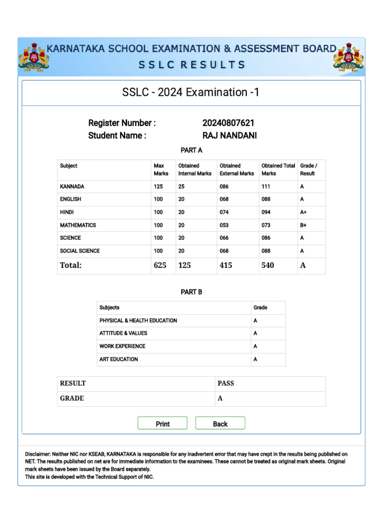 SSLC - 2024 Examination 1 Result | PDF | Student Assessment And ...