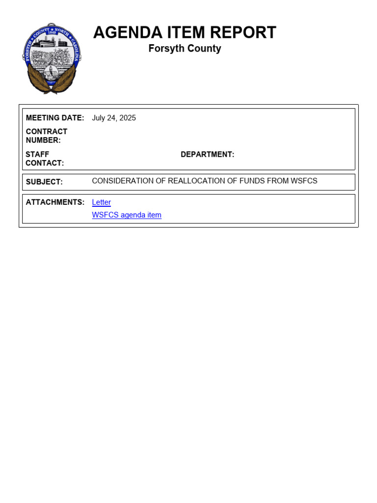 WS/FCS July 2025 Letter To The County Requesting Funding-Supporting ...