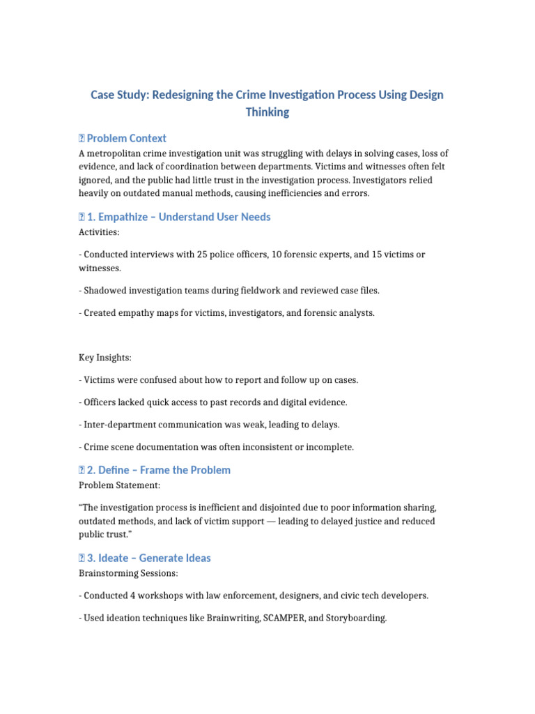 Redesigning Crime Investigation with Design Thinking | PDF | Usability ...