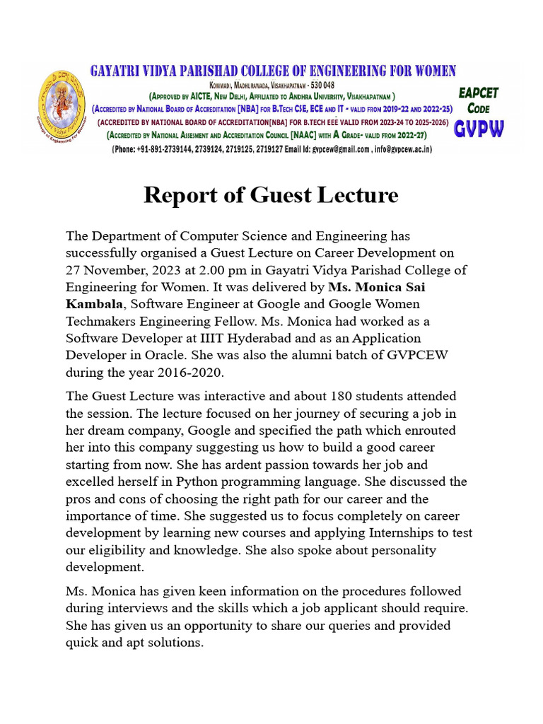 Guest Lecture Report | PDF