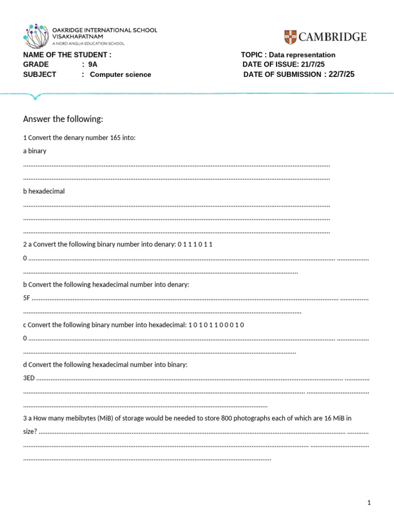 Data Representation1 | PDF | Byte | Mathematics