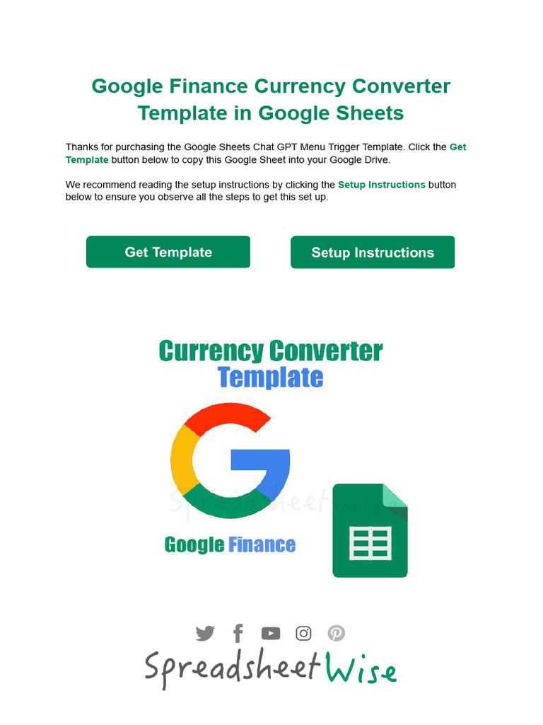 Google Finance Currency Converter Template | PDF