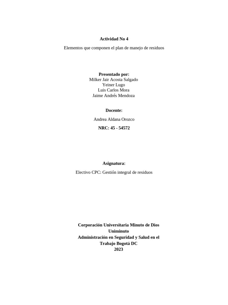 Actividad # 4 CPC Electiva | PDF