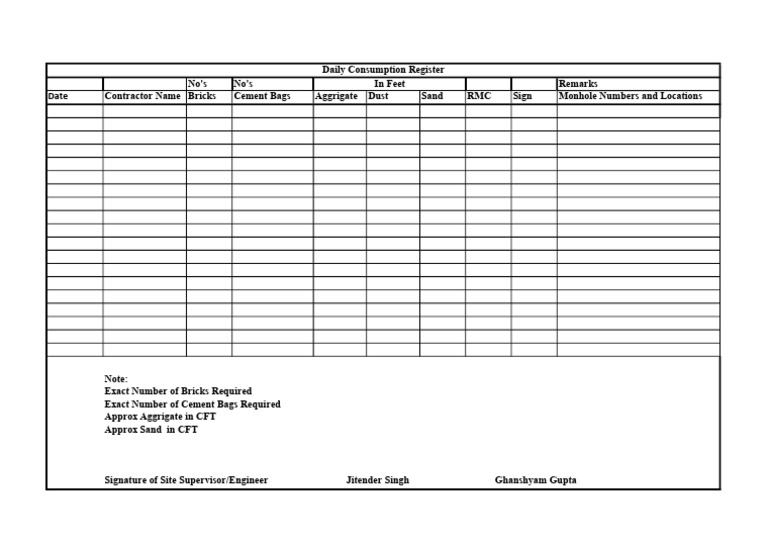 Blank Consumption Format | PDF
