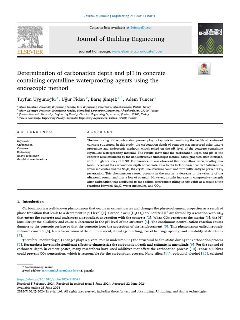 Carbonation Depth in Concrete Analysis | PDF | Concrete | Carbon Dioxide