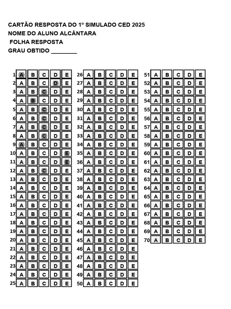Cartão Resposta Ced Geografia - Alcântara | PDF