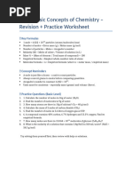 Chemistry Formula Sheet Basic Concepts | PDF