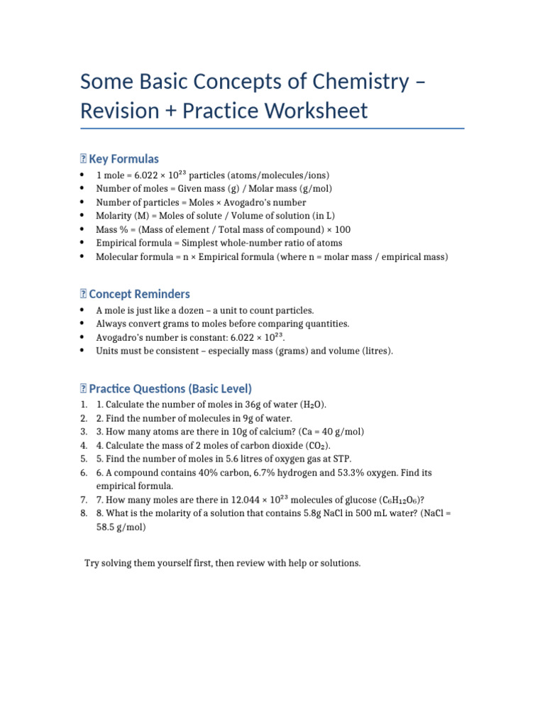 SBCC Revision Practice Worksheet | PDF