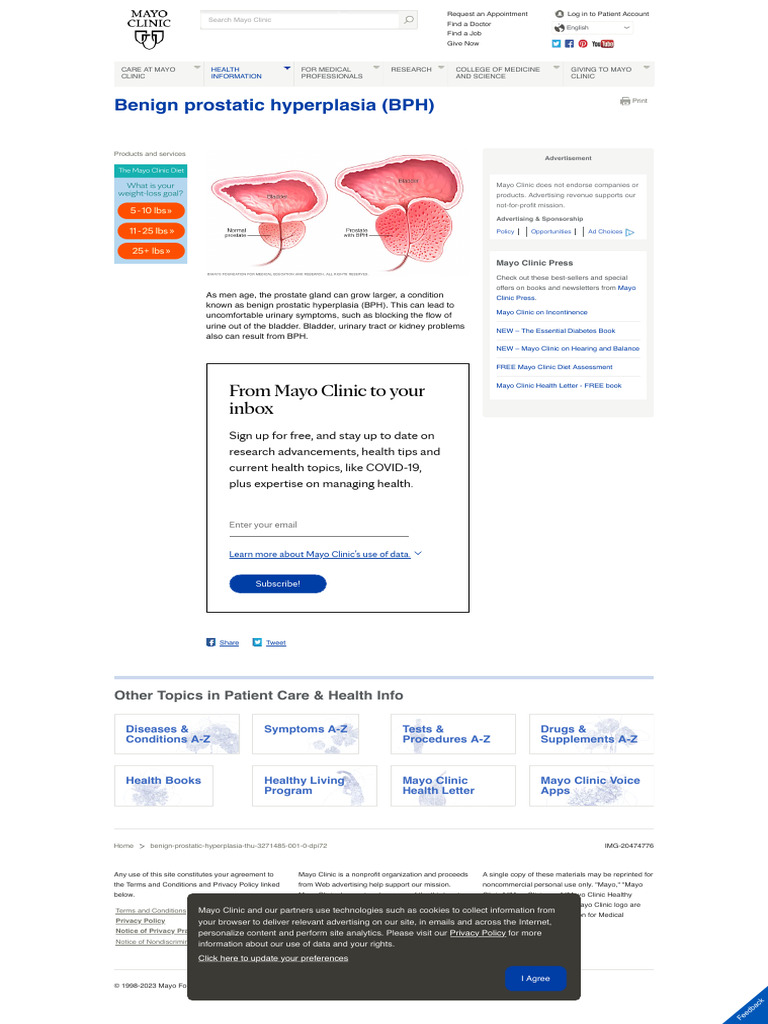 Benign Prostatic Hyperplasia (BPH) - Mayo Clinic | PDF | Urinary ...