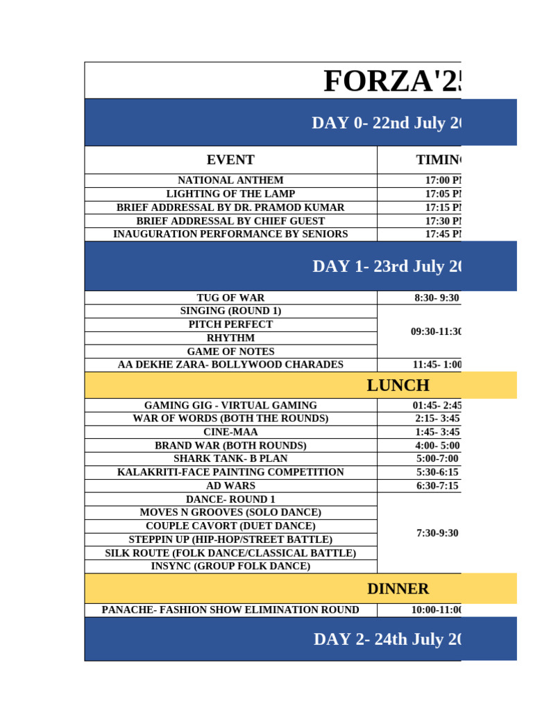 FORZA 2025 Schedule | PDF