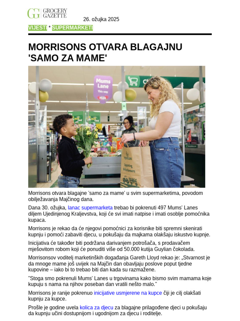 Morrisons Otvara Blagajnu Samo Za Mame | PDF