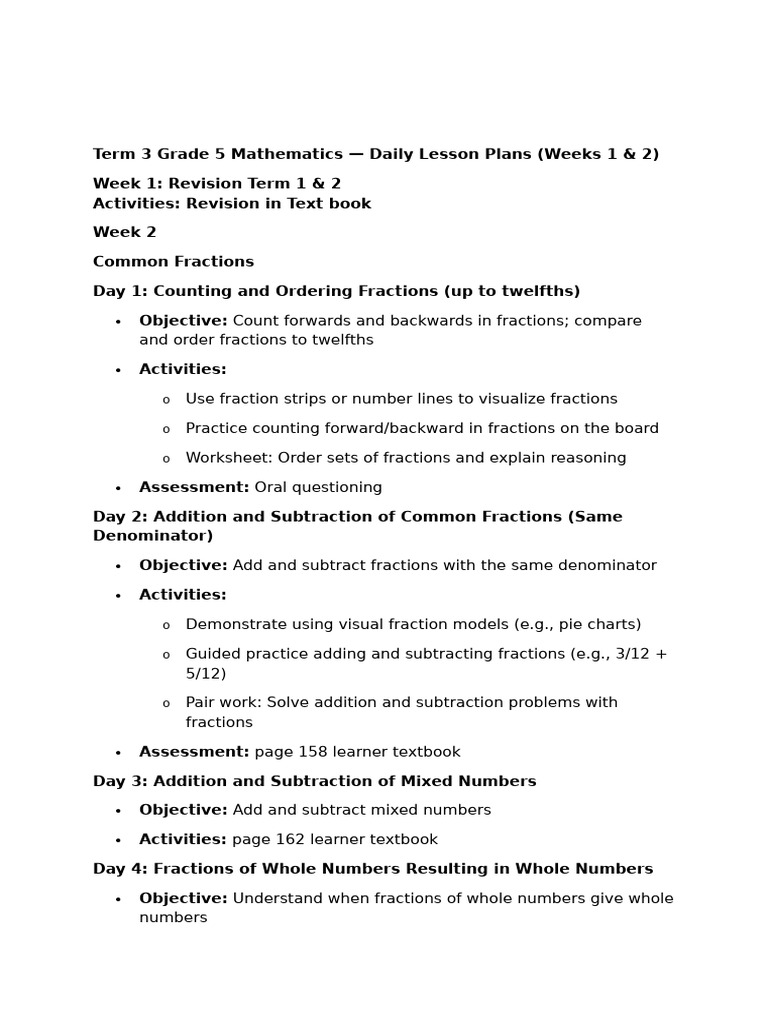 Grade 5 Term 3 Lesson Plan | PDF | Educational Assessment | Shape