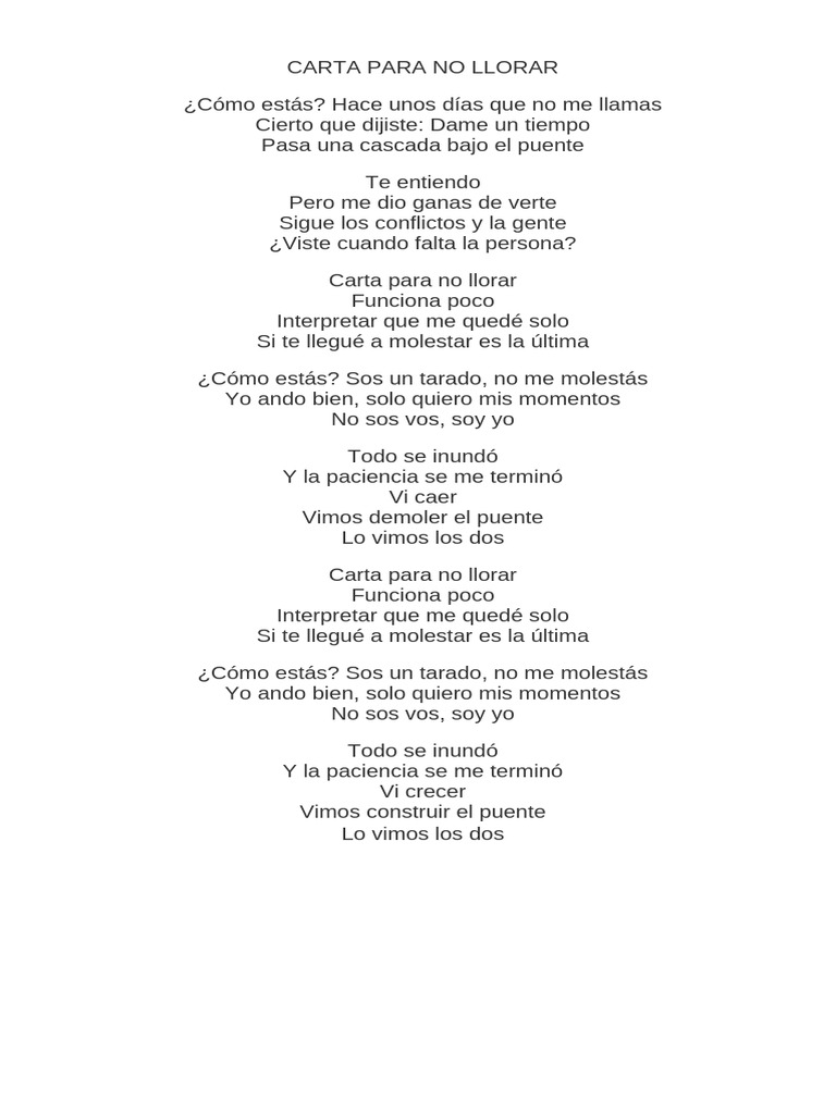 Carta para No Llorar | PDF | Amor