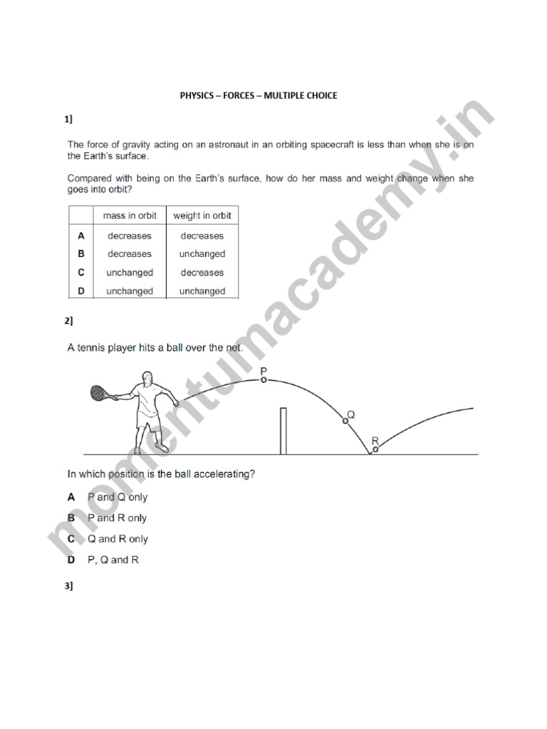 Physics Forces MCQ | PDF