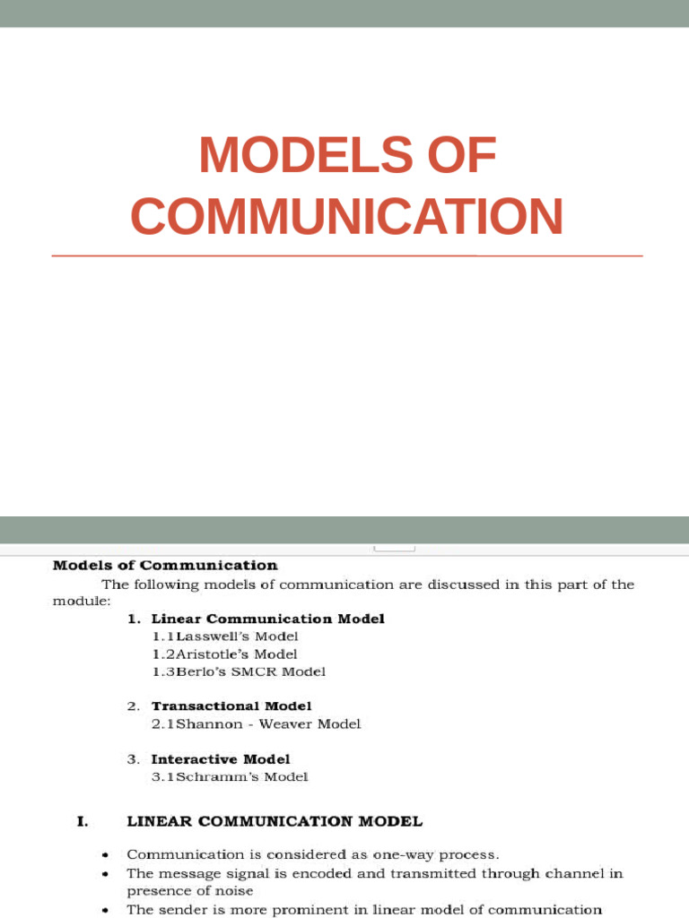 Models of Communication | PDF