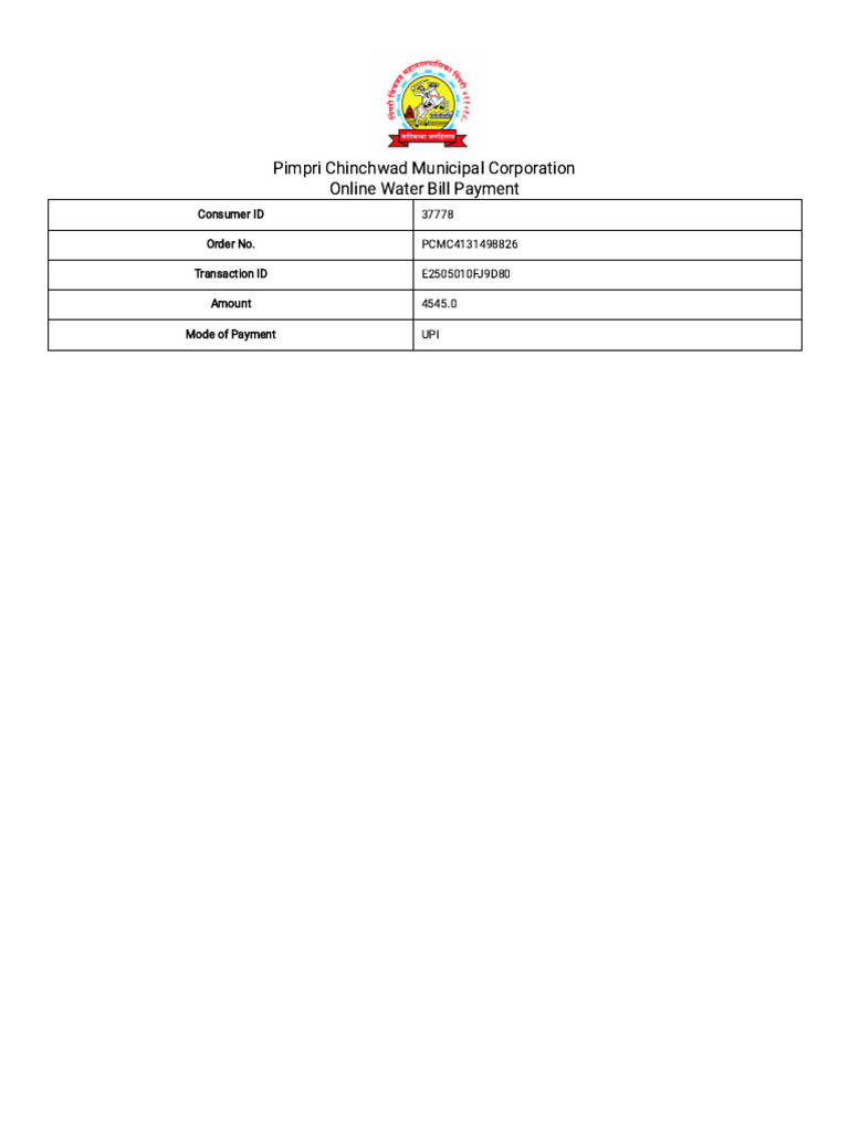 PCMC Water Bill Arvis 1may25 | PDF