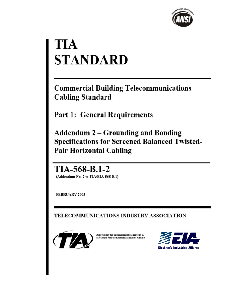 TIA 568-B Grounding Specifications | PDF | Electromagnetic ...