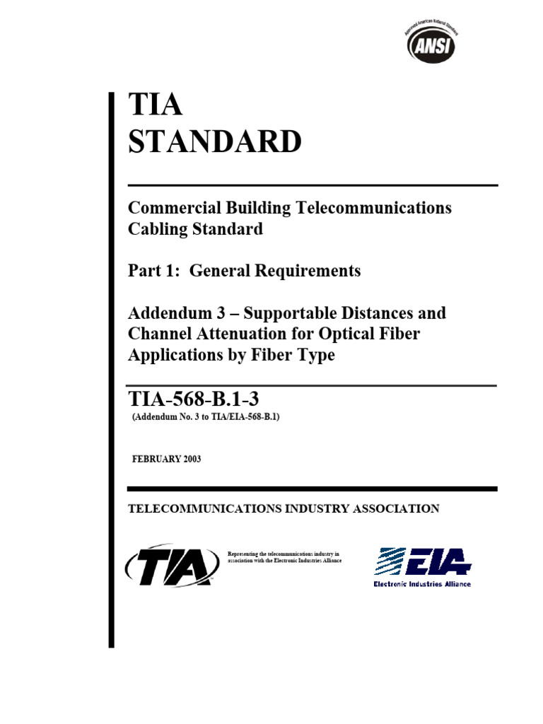 TIA-568-B.1-3 Fiber Optic Standards | PDF | Fiber Optic Communication ...