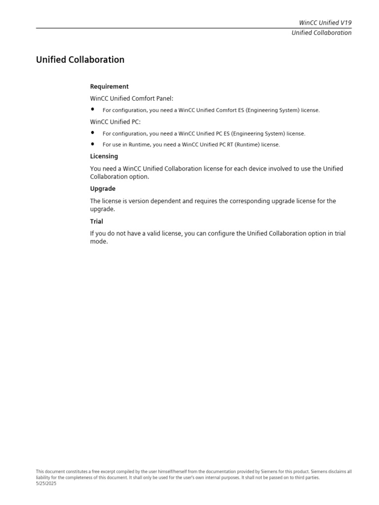 WinCC Unified Collaboration Licensing Guide | PDF