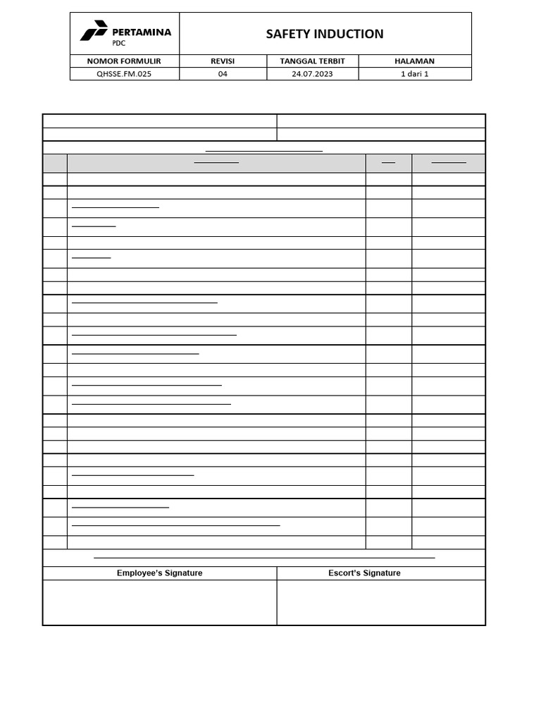 Safety Induction Checklist Overview | PDF | Chess | Chess Openings