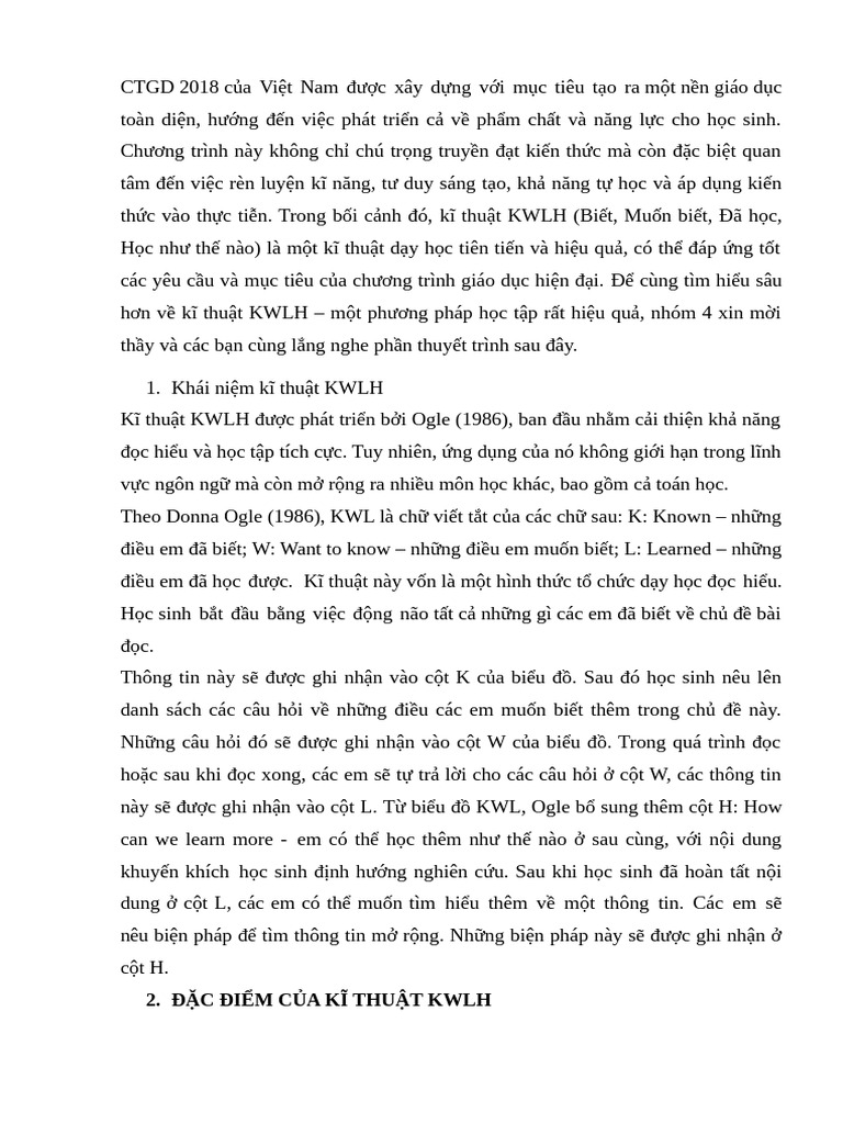 Word Kĩ Thuật Kwlh | PDF