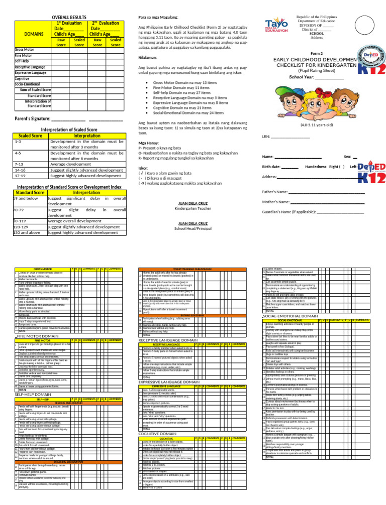 Eccd 3 Fold-English Checklist | PDF | Linguistics
