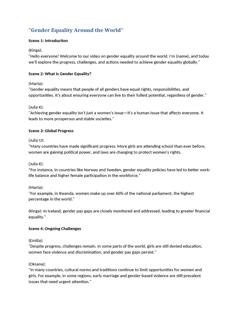 Gender Equality Around The World | PDF | Gender Studies | Gender Equality