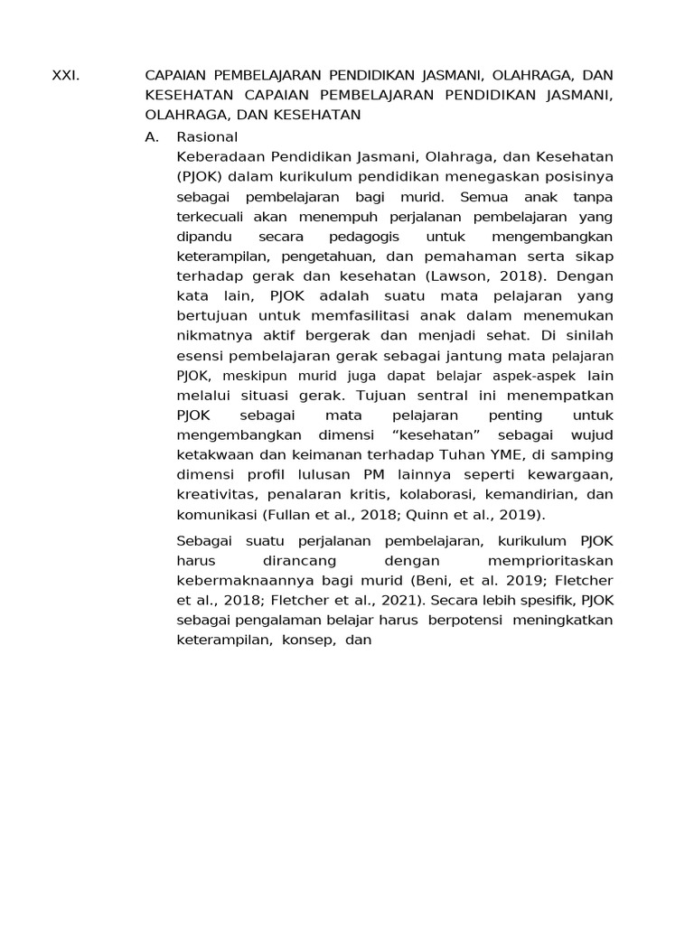 CP Pjok 2025, SD, SMP, Slta | PDF