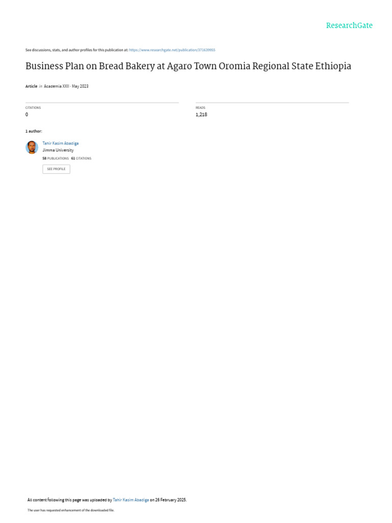 Business Plan On Bread Bakery For Loan Request 1 | PDF | Breads | Cash ...