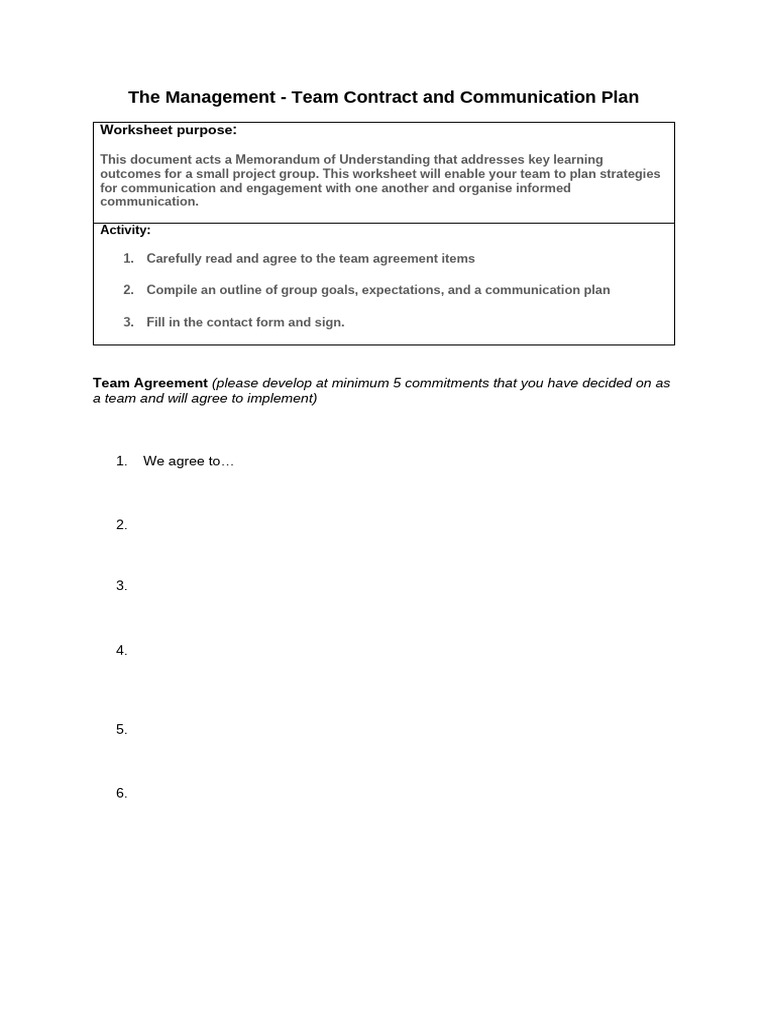 Team Contract & Communication Plan Guide | PDF