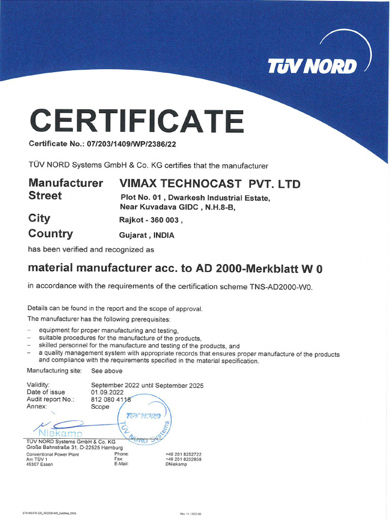Ped & Ad-2000 Wo Certificate - 2022-2025 | PDF
