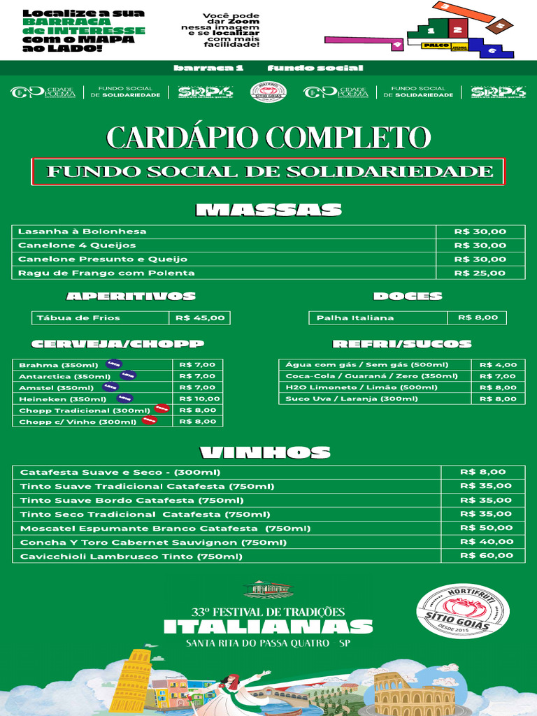 Cardápios Completos - Festa Italiana 2025 | PDF | Alimentos