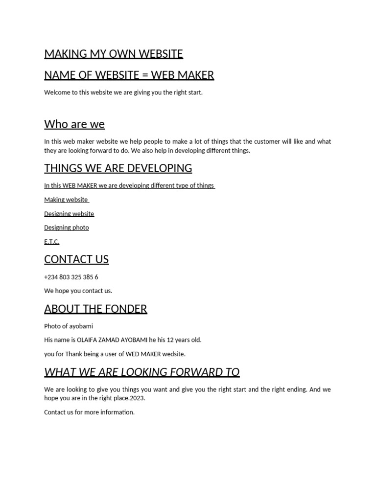 Making My Own Website | PDF