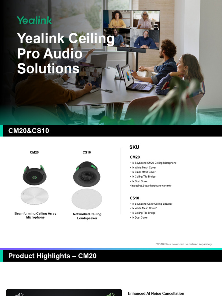 Yealink CM20 Ceiling Microphone Overview | PDF | Microphone | Loudspeaker