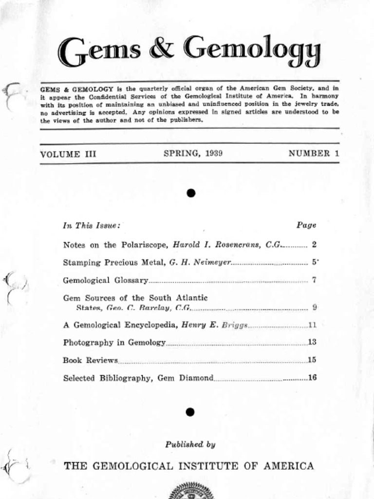 Spring 1939 Gems Gemology | PDF