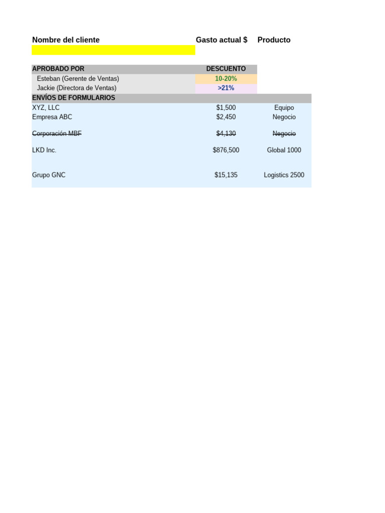 Plantilla Solicitud de Descuento Con Aprobación Automática en Excel | PDF