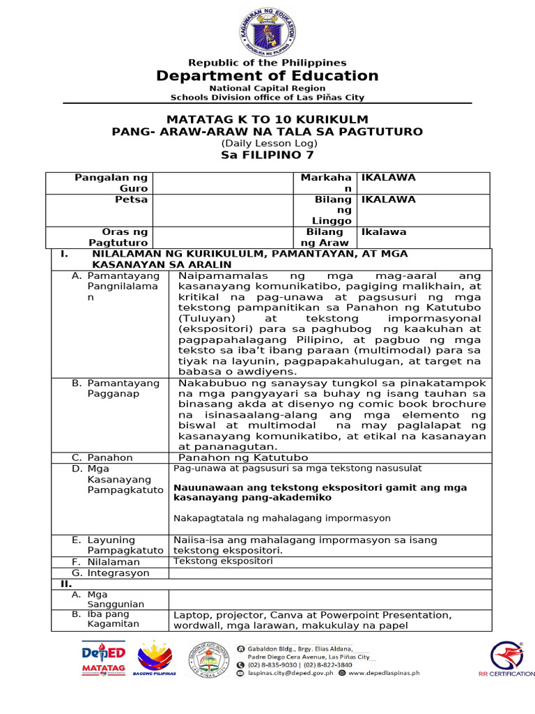 Le Fil7 q2 w2d2 Mahalagang Impormasyon Validated 1 | PDF