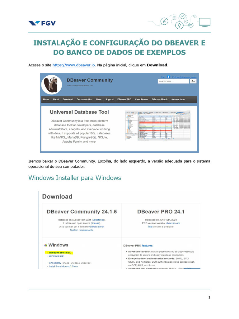 GUIA instalacao_dbeaver | PDF | Linux | Microsoft Windows