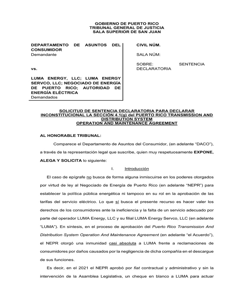 Puerto Rico Transmission and Distribution System Operation and ...