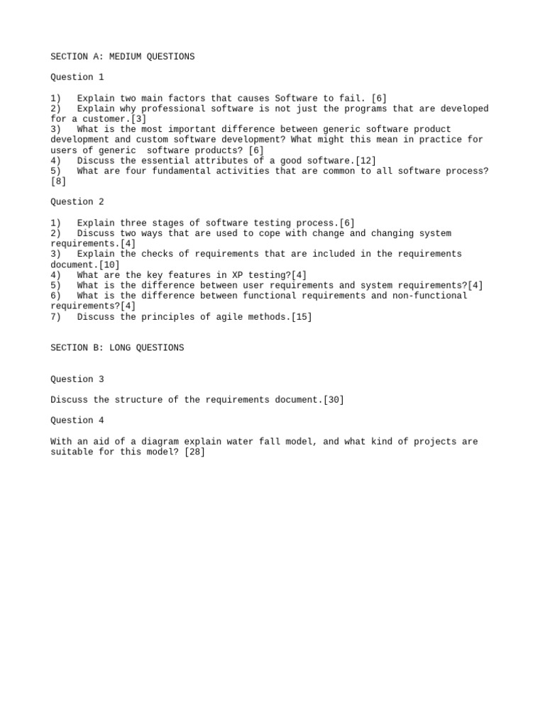 Software Engineering Practice Questions 1 | PDF